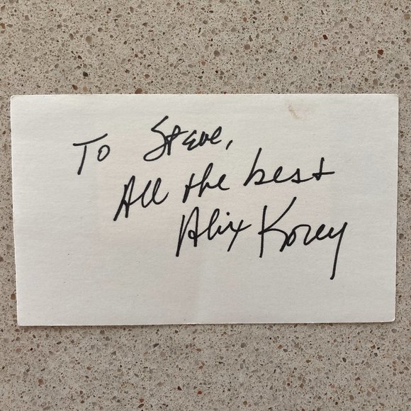 Autograph | Other | Alix Korey Signed Inscribed Index Card 3x5 Pirates ...